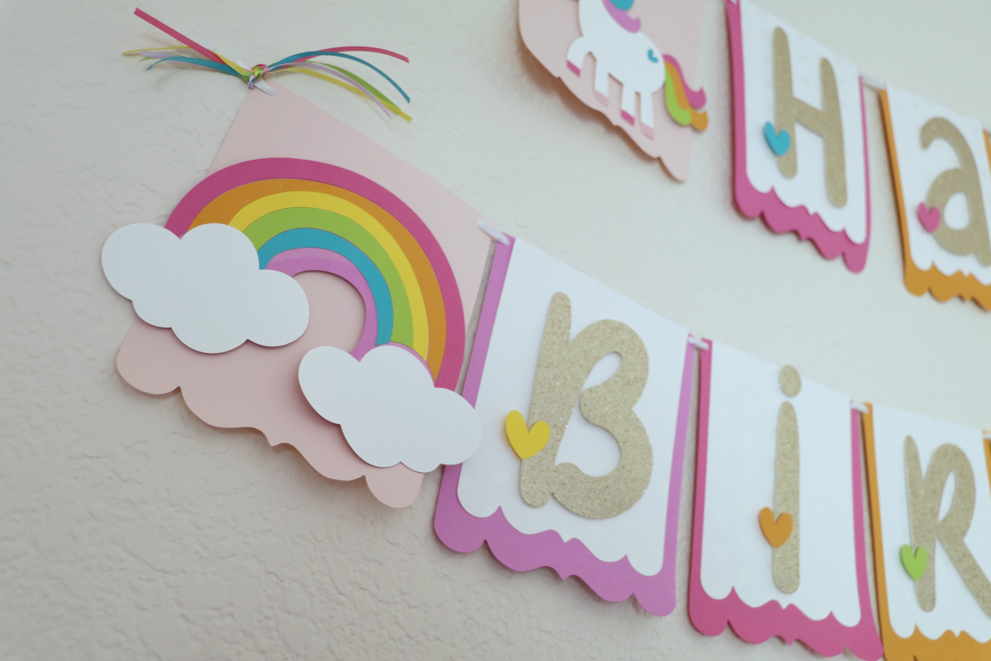 DIY Unicorn Birthday Party Decorations Banner Cake Topper Party