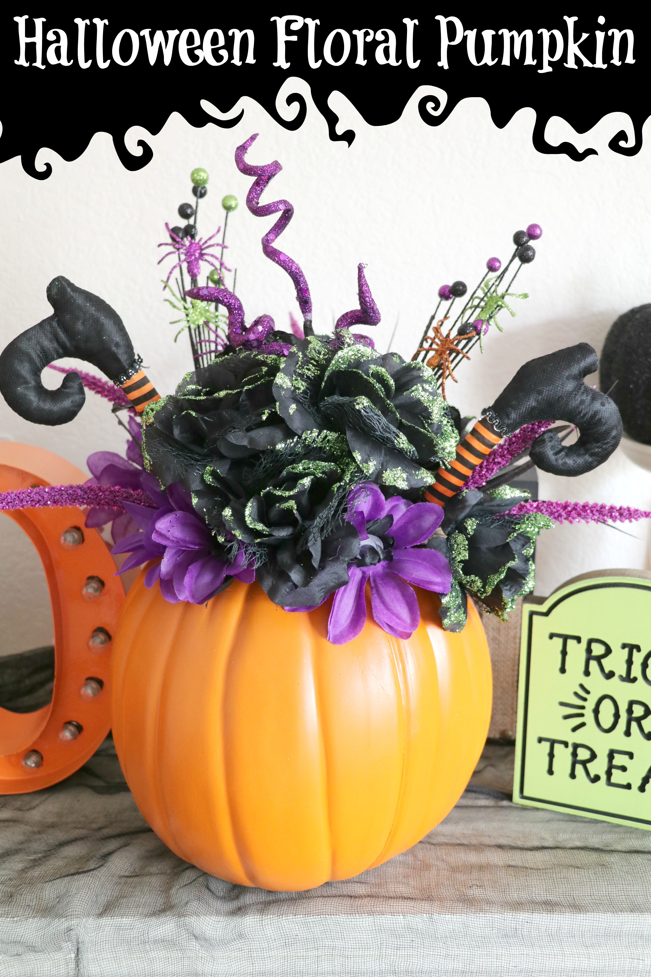 Halloween Floral Pumpkin Vase Centerpiece » The Denver Housewife