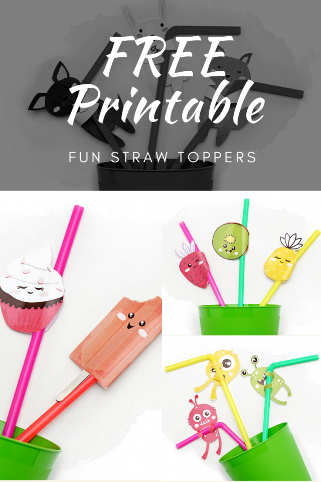 Free Printables - Monster, Pineapple, Ice Cream, & more Straw Toppers ...