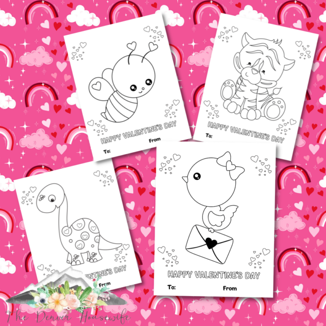 Printable Valentine's Day Coloring Cards w/ Crayons » The Denver Housewife