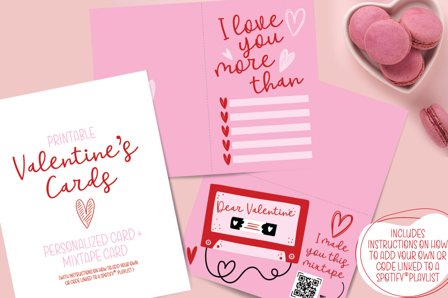 How to Make a Spotify Playlist Valentine's Day Card w/ Free Printable ...