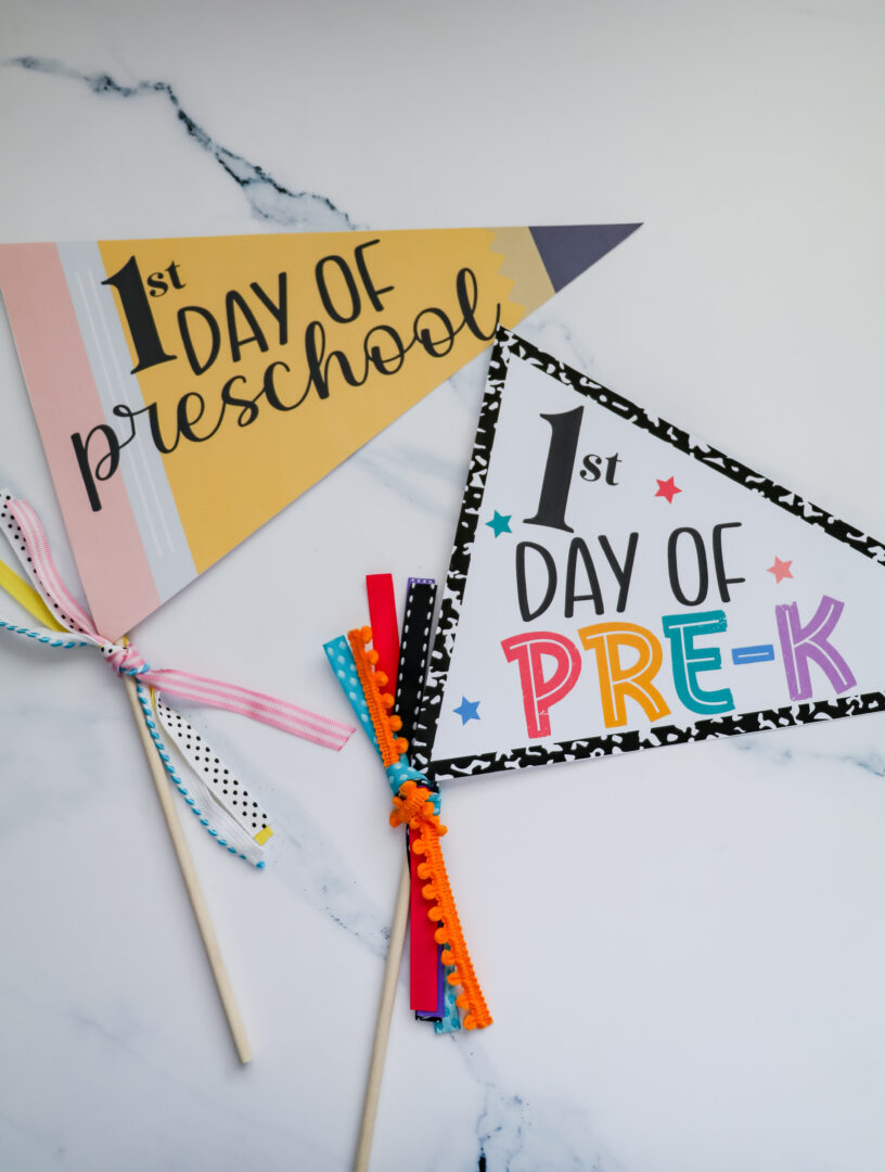 Free Printable First Day of Preschool Pennant Flag » The Denver Housewife