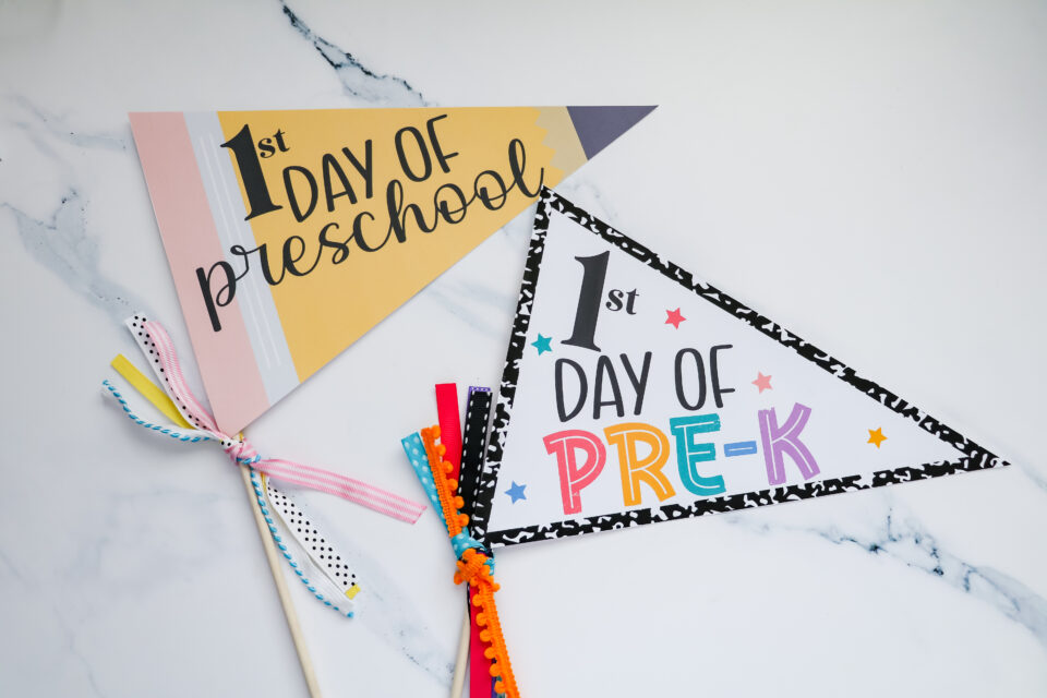 Free Printable First Day of Preschool Pennant Flag » The Denver Housewife