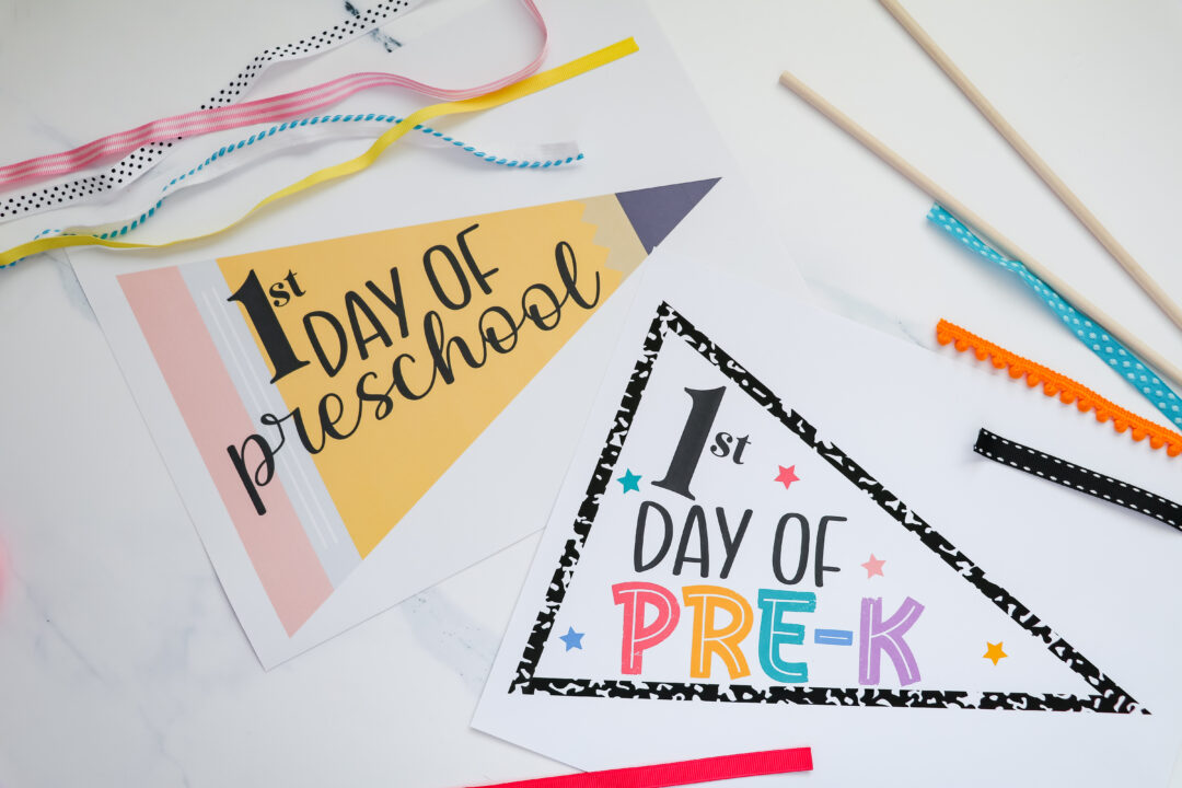 Free Printable First Day of Preschool Pennant Flag » The Denver Housewife