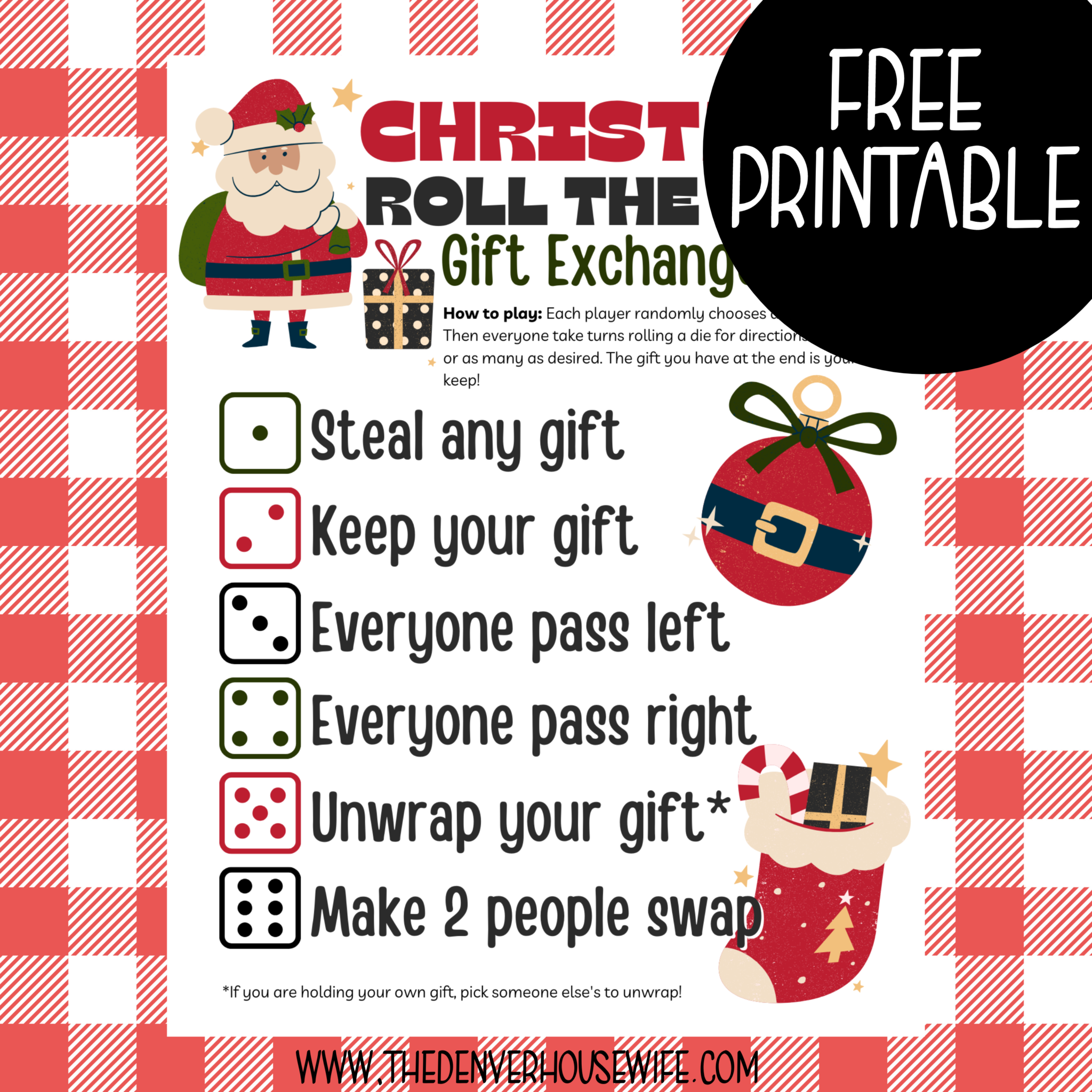 Christmas Roll the Dice Gift Exchange Game » The Denver Housewife